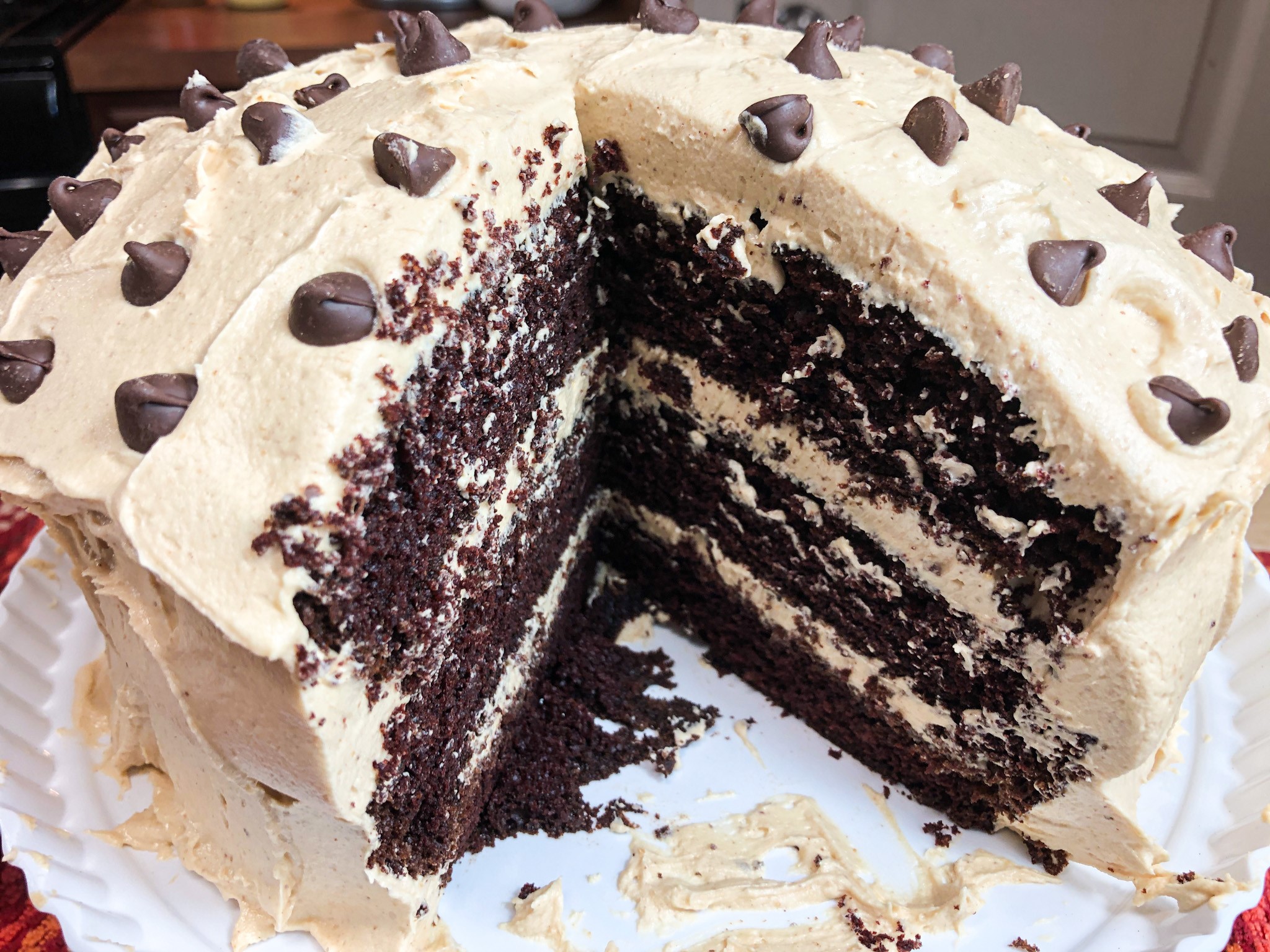 Triple Layer Chocolate Pantry Cake with Peanut Butter Frosting ...