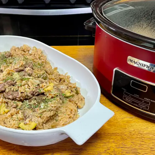 Crockpot Stick of Butter Cube Steak & Rice – Catherine's Plates